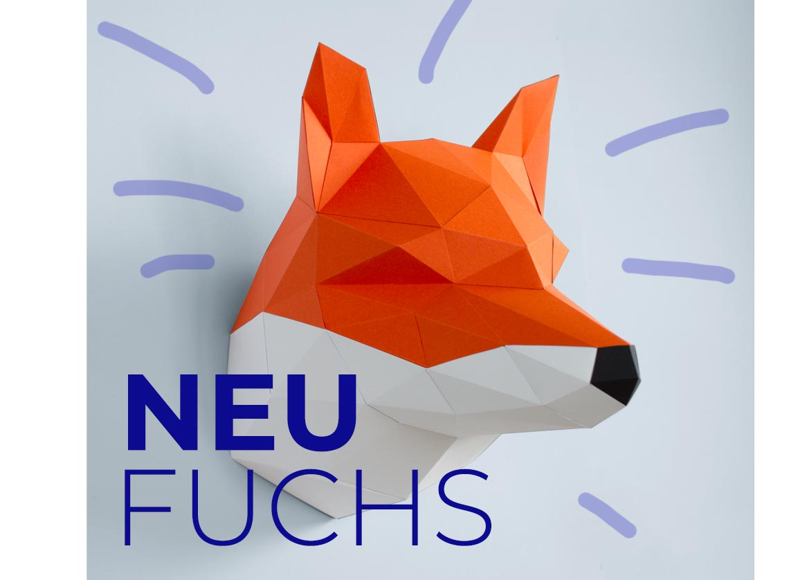 Tierkopf Wanddeko aus Papier - Papershape